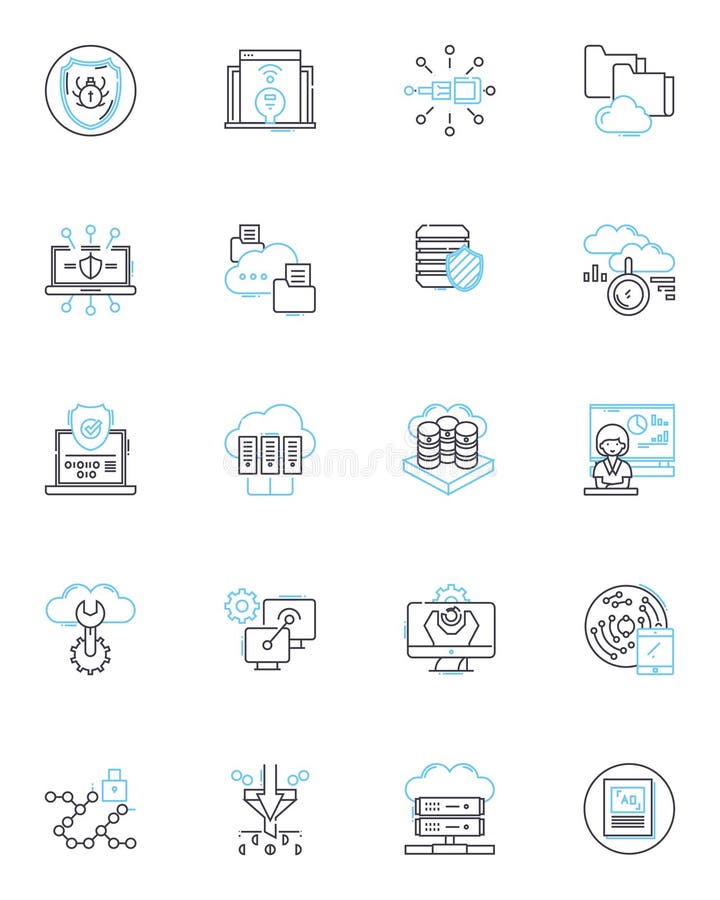 Digital Learning Linear Icons Set. ELearning, Virtual, Online, Blended ...