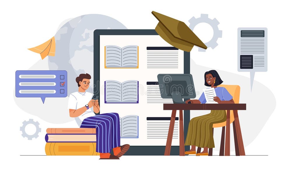 Digital Learning and Online Education Concept. Stock Illustration ...