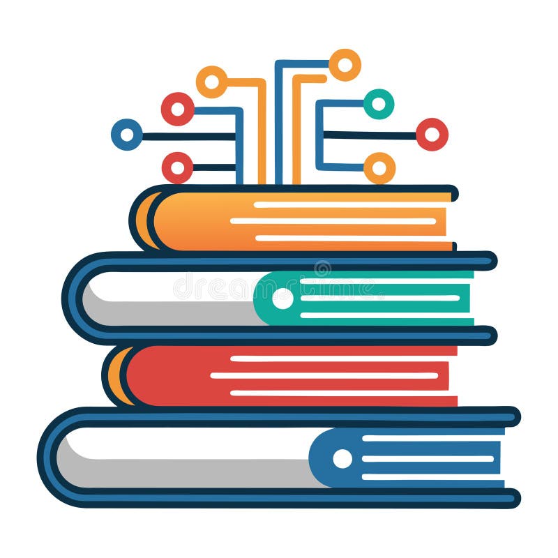 Digital Learning: Stack of Books with Network Connectivity Concept ...