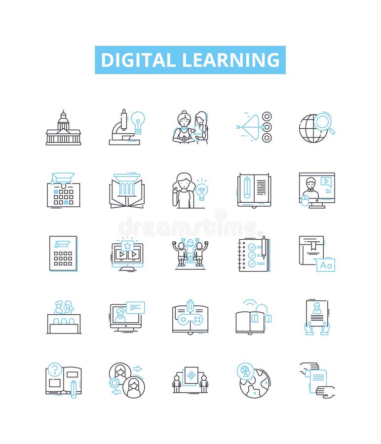 Digital Learning Vector Line Icons Set. Digital, Learning, ELearning ...
