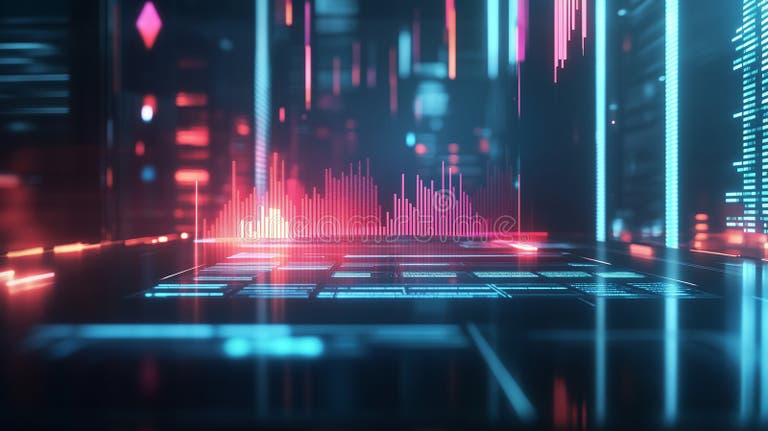 Digital Ledger Illuminated in a Dark Glowing Environment Showcasing ...