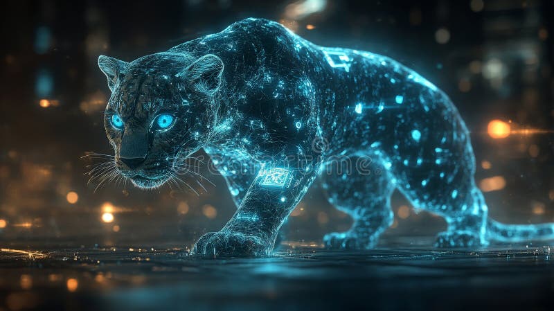 Unleashing the Leopard’s Beauty through Pixels Stock Illustration ...