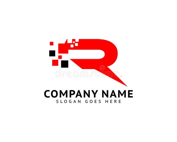 Digital Letter R Pixel Icon Logo Design Element Stock Vector ...