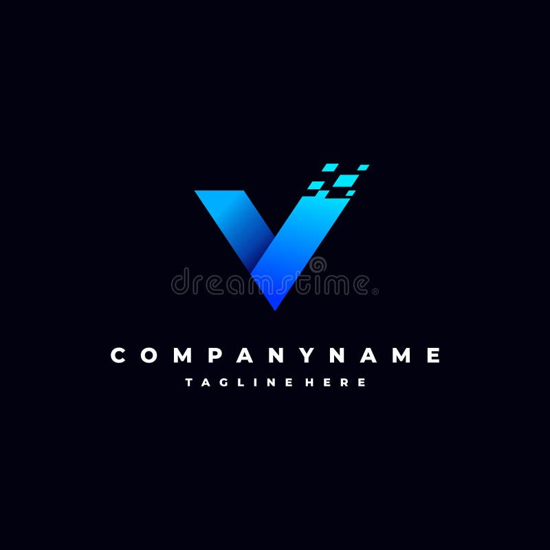 Digital Letter V Logo in Gradient Style Stock Illustration ...
