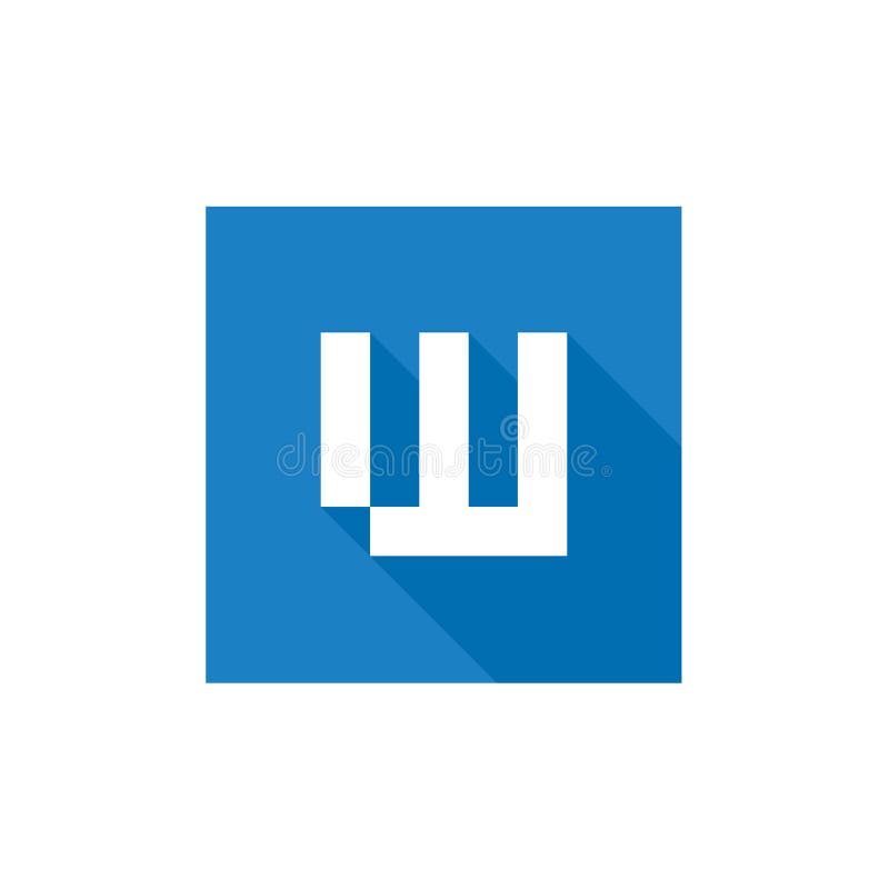 Digital Letter W Vector Logo, Combined with Blue Square Shape, Simple ...