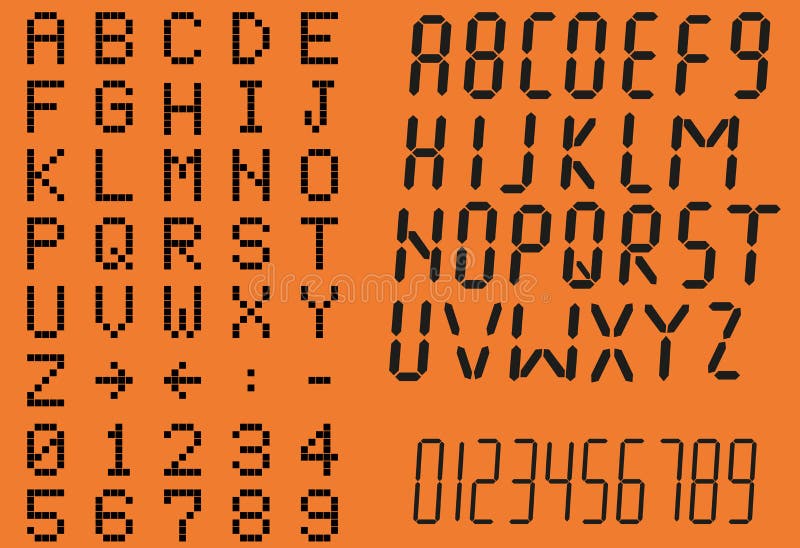 Digital Font. Green and Orange Stock Vector - Illustration of ...