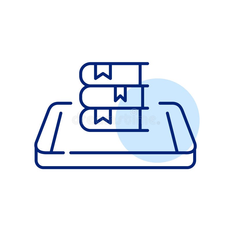 Digital Library Access. Stack of Books on Isometric Smartphone. Pixel ...
