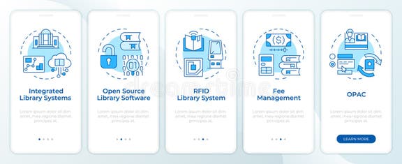 Digital Library Blue Onboarding Mobile App Screen Stock Illustration ...