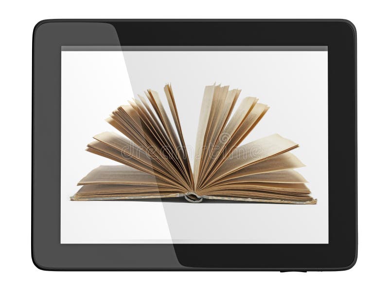 Digital Library Concept - Generic Tablet Computer and Book Stock ...