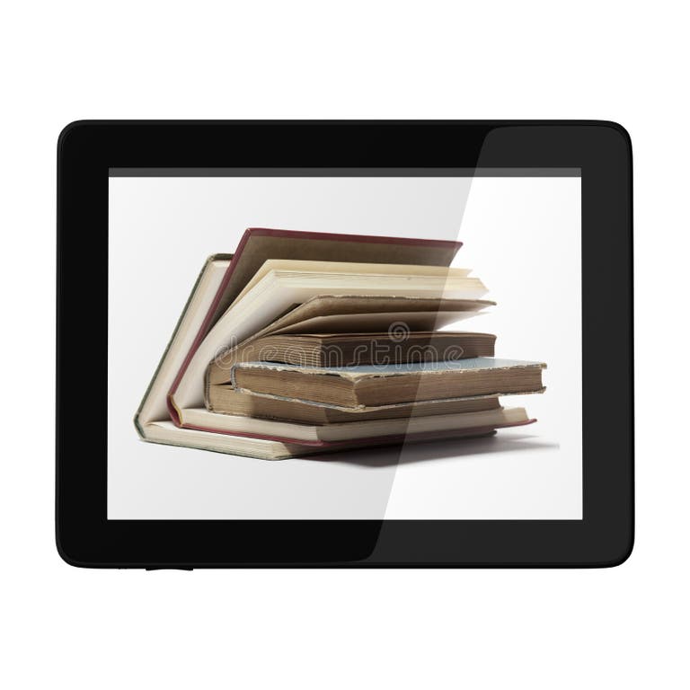 Digital Library Concept - Generic Tablet Computer and Book Stock Image ...