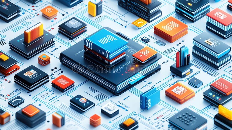 Digital Library: the Future of Knowledge Stock Illustration ...