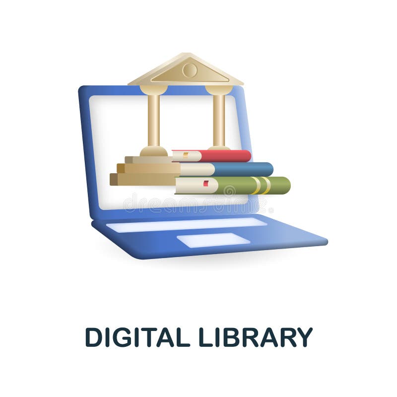 Digital Library Icon. 3d Illustration from E-learning Collection ...