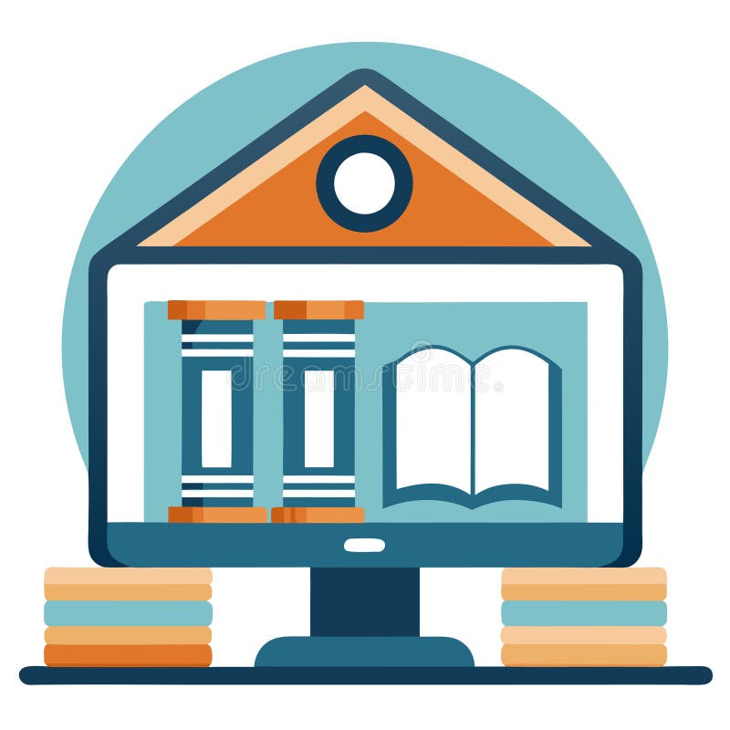Digital Library Illustration: Online Education, E-learning, and Virtual ...