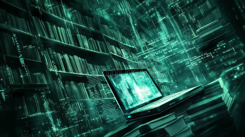 The Digital Library Inside a Computer Houses a Multitude of Books that ...