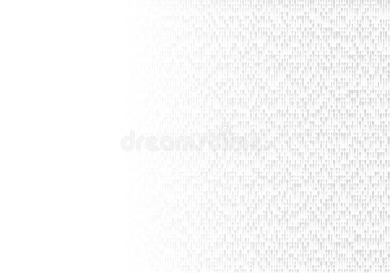 Abstract Binary Code on White Clean Background. Copyspace on the Left ...