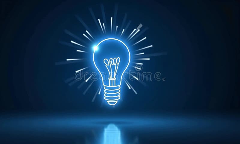 Digital Light Bulb Idea Concept with Blue Glow Stock Footage - Video of ...