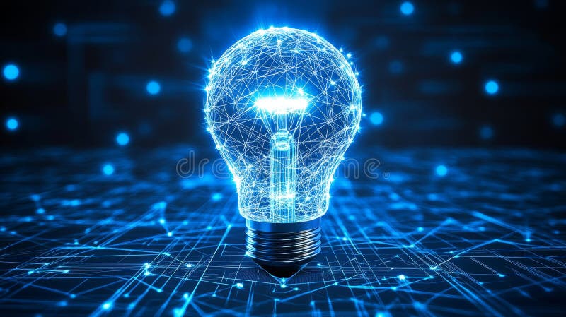 Digital Light Bulb, Innovation, Inspiration, and Creativity Concept ...