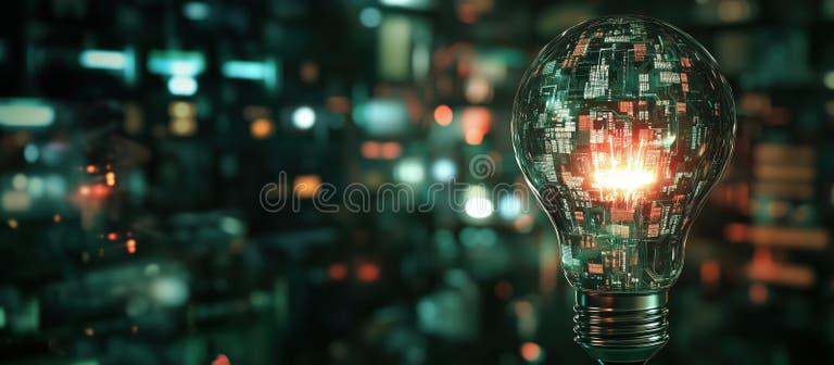 Digital Light Bulb Representing Innovation and Technology in a ...