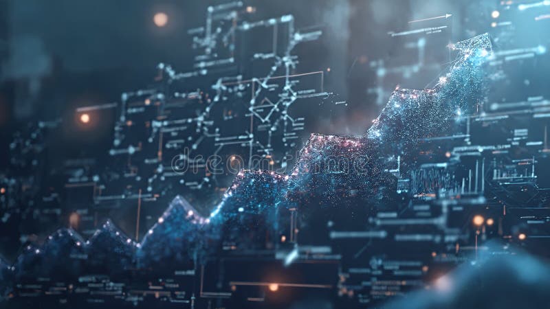 Digital Line Graph and Technical Diagrams Stock Illustration ...
