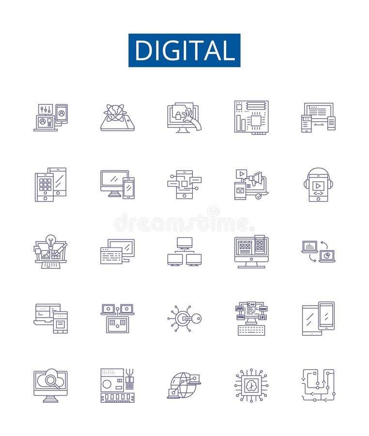 Digital Line Icons Signs Set. Design Collection of Digital, Technology ... Digital Line Icons Signs Set. Design Collection of Digital, Technology ...