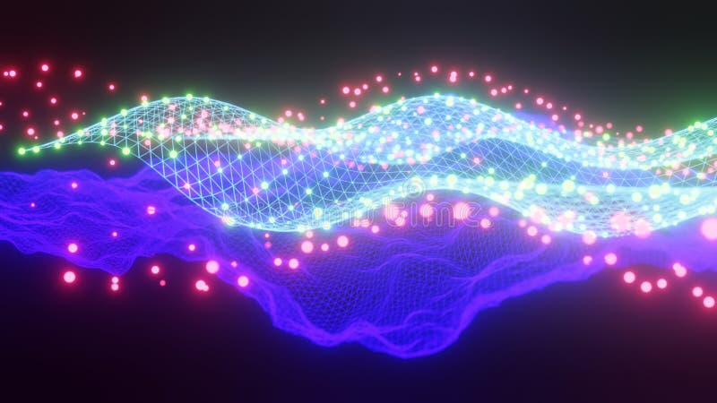 Cyber Wireframes Landscape in Motion. Tech Background. Math Surfaces ...