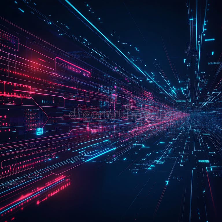 Digital Lines Technology Background with Hi-Tech Data Stock Illustration - Illustration of data ...