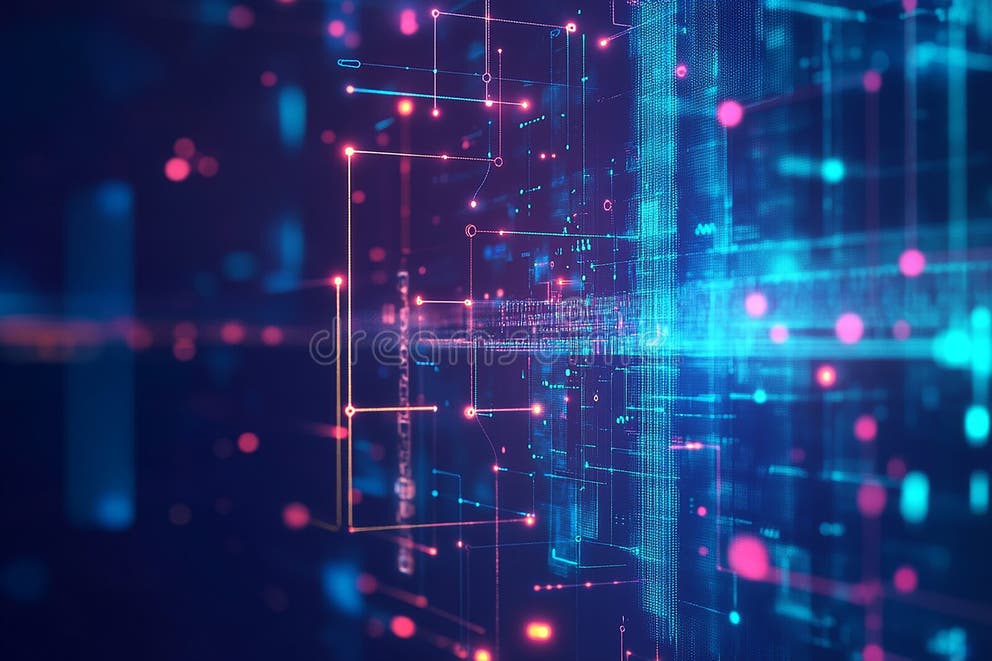 Digital Lines Technology Background with Hi-Tech Data Stock ...