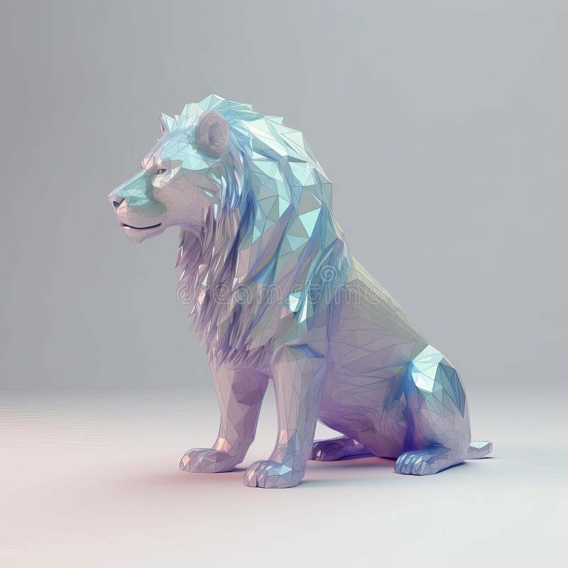 Digital Lion in Polygons. King of Beasts Stock Illustration ...