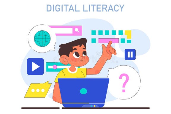 Digital Literacy Course for Kids. Modern Education Methodics Stock ...