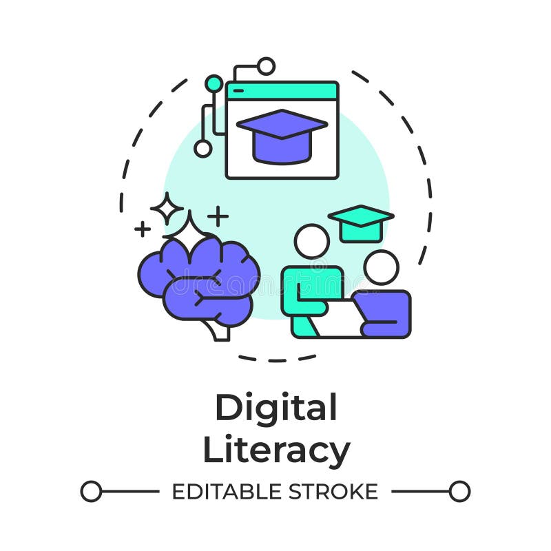 Digital Literacy Course for Kids. Modern Education Methodics Stock Vector - Illustration of ...