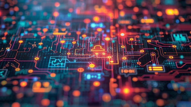 Pixelated Patterns in a Futuristic Digital World Generated by AI Stock ...