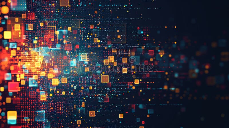 Digital Literacy: Pixelated Patterns and Tech Icons Highlight the ...