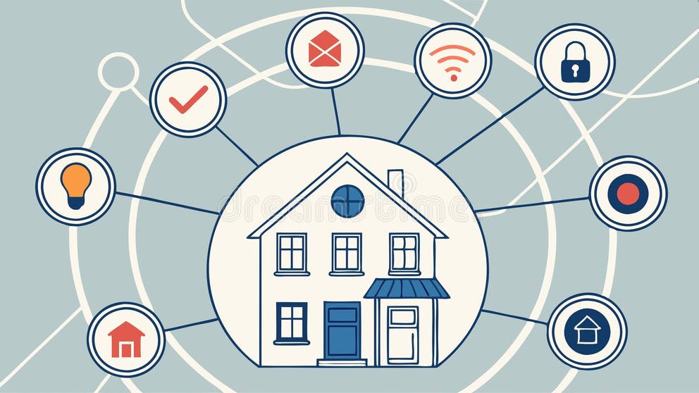 Connected Home System, Illustrating Smart Technology and Digital Living ...