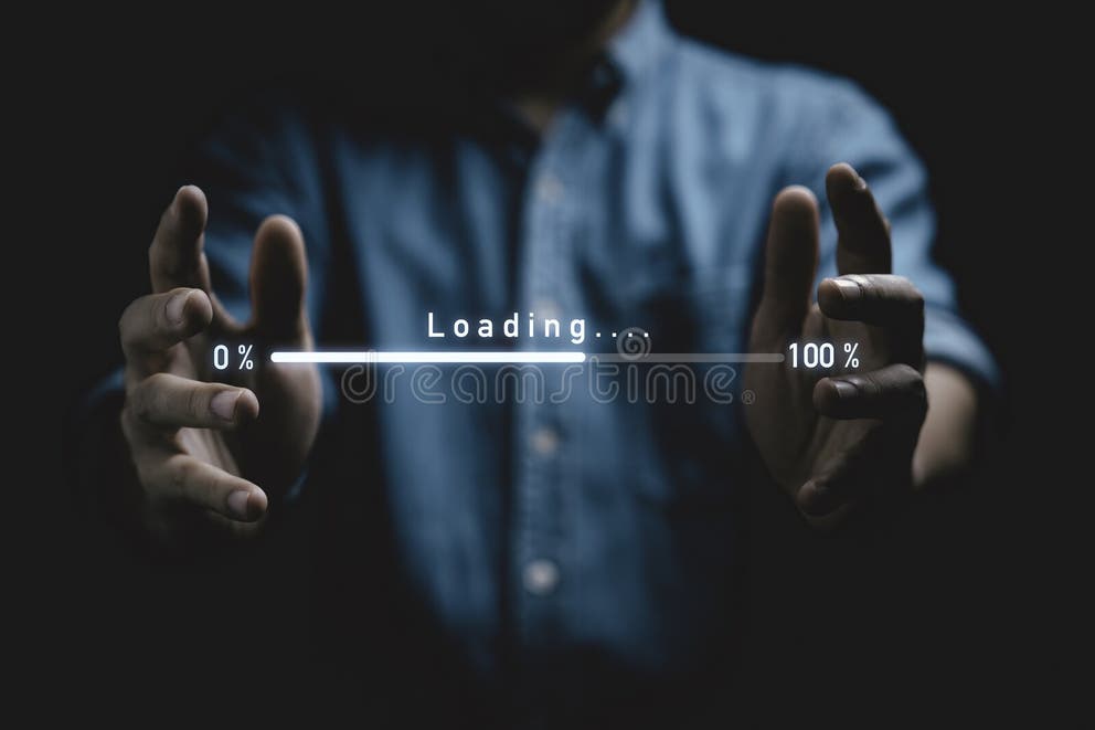 Digital Loading Bar Progress from 0 To 100 between Businessman Hands ...