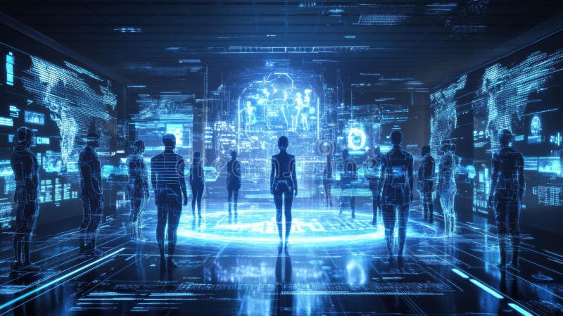 Digital Lobby Filled with Avatars Engaging through Holographic ...