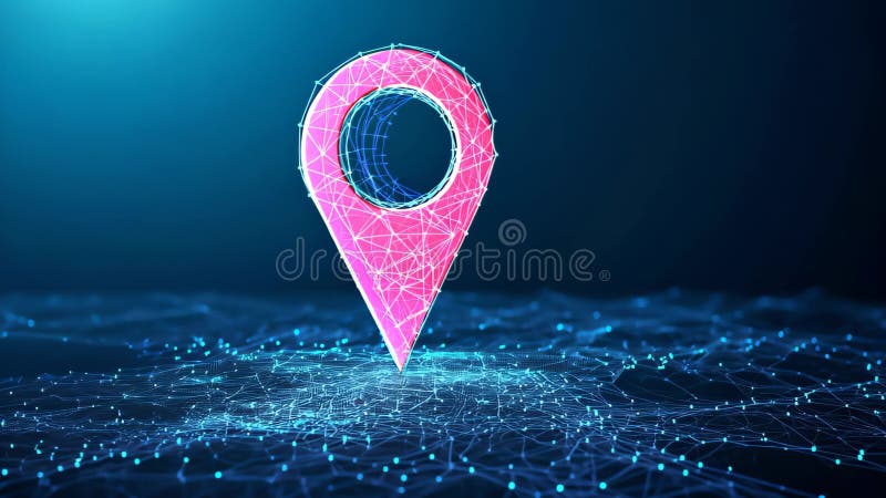 Digital Location Icon Made of Glowing Network Lines. Concept of GPS ...