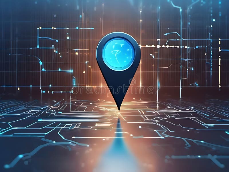 Digital Location Icon on a Tech Grid Background Stock Illustration ...