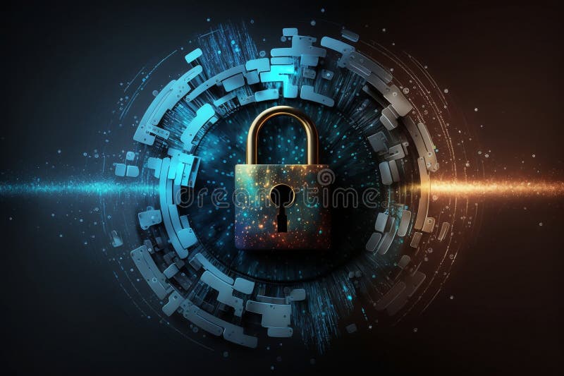 A Digital Lock Appears on a Technology Network Data Protection ...