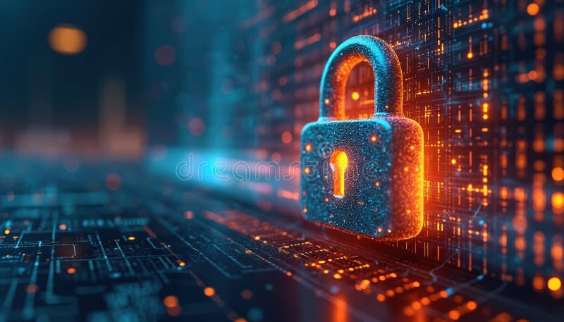 Privacy in Cyberspace Symbol on Digital Background Stock Illustration - Illustration of attack ...