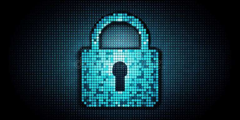 Digital Lock Blue Pixel Mosaic, Data Security Concept Stock ...