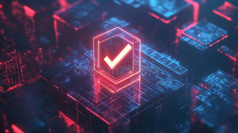 Digital Lock with Check Mark Symbolizing Secure Cybersecurity Concept ...