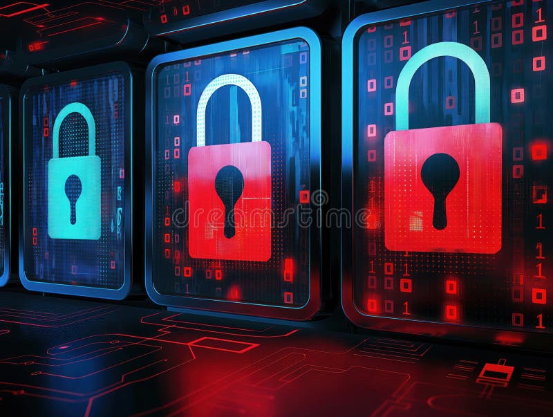Digital Lock On A Computer Screen With Binary Code And A Keyhole A Padlock Is Shown With A