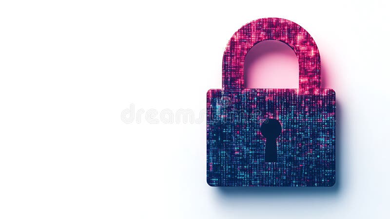 Digital Lock Concept with Bright Neon Graphics Stock Illustration ...