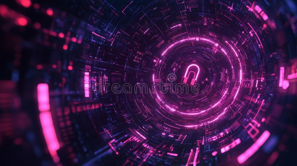 Digital Lock Concept Surrounded by Data Breach Elements and Effects ...