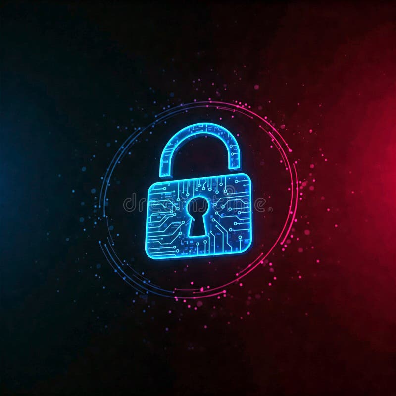 Ringed Digital Lock Cybersecurity Symbol - AI Stock Illustration - Illustration of access, lock ...