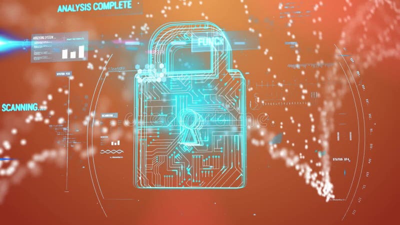 Digital Lock and Data Processing Animation Over Abstract Orange Background Stock Footage - Video ...