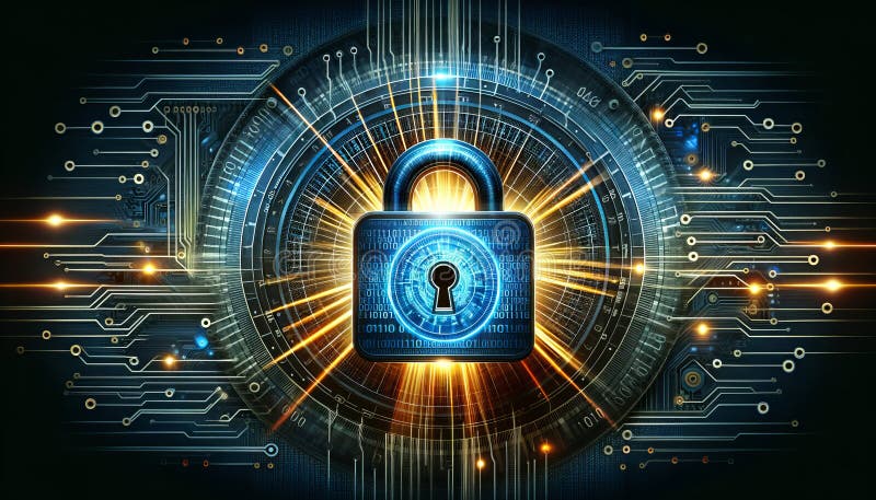 Digital Lock Encryption Technology Network Defense Stock Illustration ...