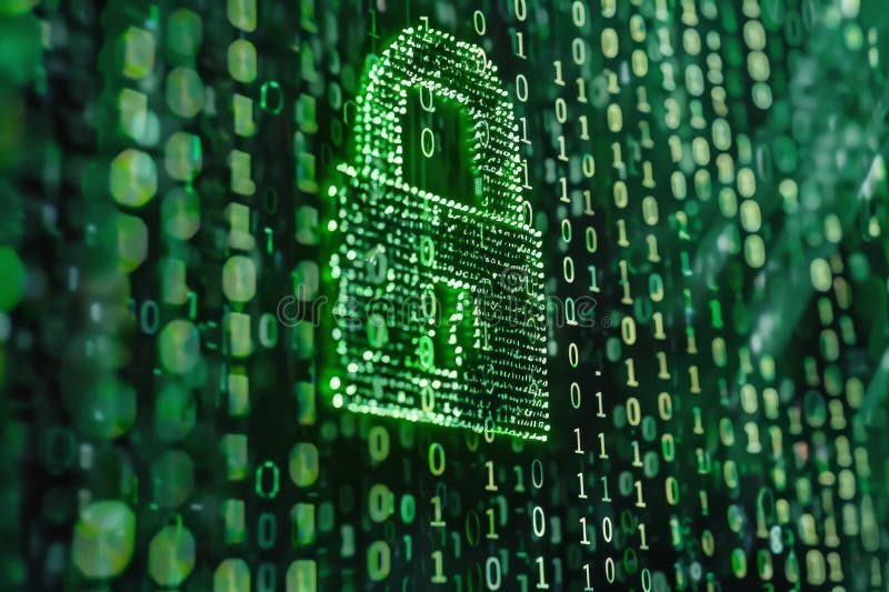A Digital Lock Formed by Binary Code, Symbolizing Data Encryption ...