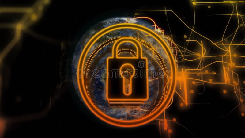 Digital Lock Glowing Over Earth, Representing Cybersecurity with ...