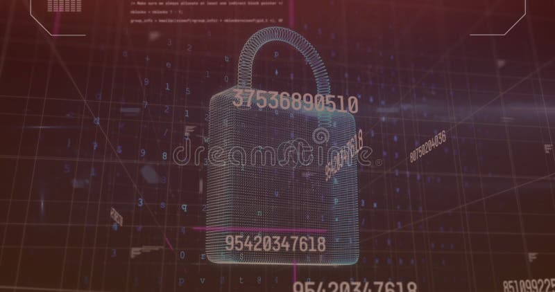 Digital Lock Graphic with Numbers Floating Around, Representing ...